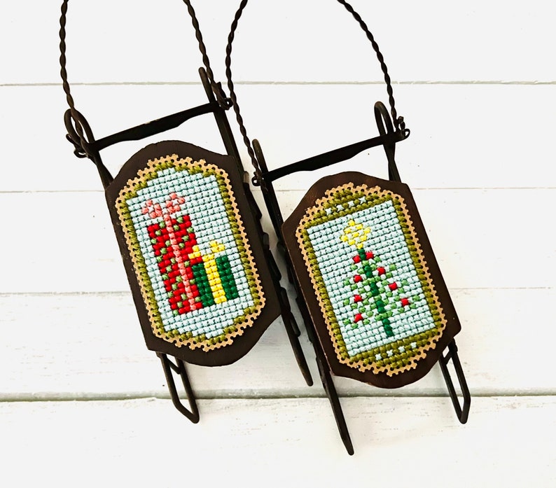 PDF Christmas Sleds Cross Stitch Pattern, Ornament, Holidays, Tree ...