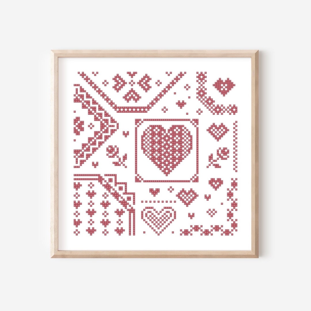 PDF Quaker Cross Stitch Pattern, Ornament, Love, Valentines, Cross ...