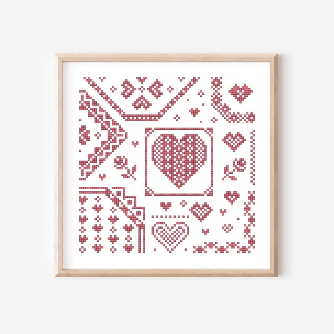 PDF Quaker Cross Stitch Pattern, Ornament, Love, Valentines, Cross ...