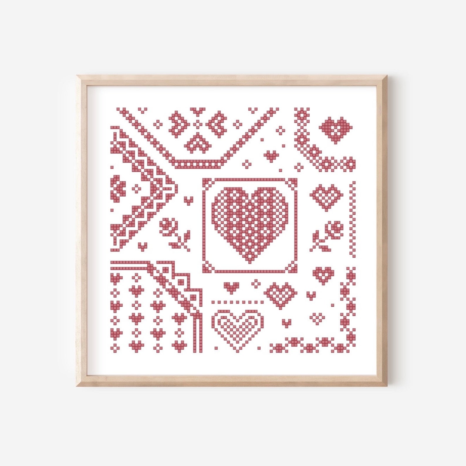 PDF Quaker Cross Stitch Pattern, Ornament, Love, Valentines, Cross ...