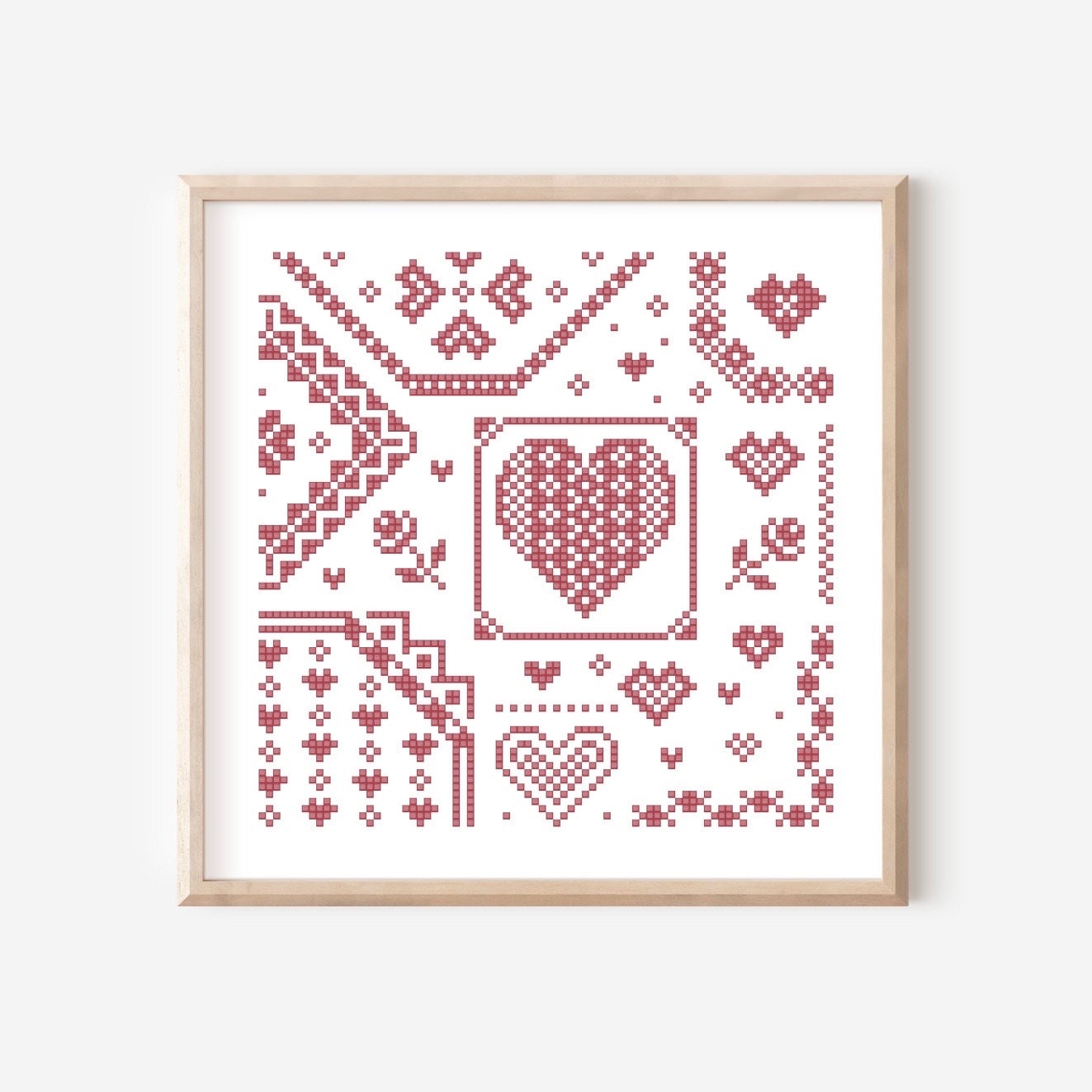 PDF Quaker Cross Stitch Pattern, Ornament, Love, Valentines, Cross ...