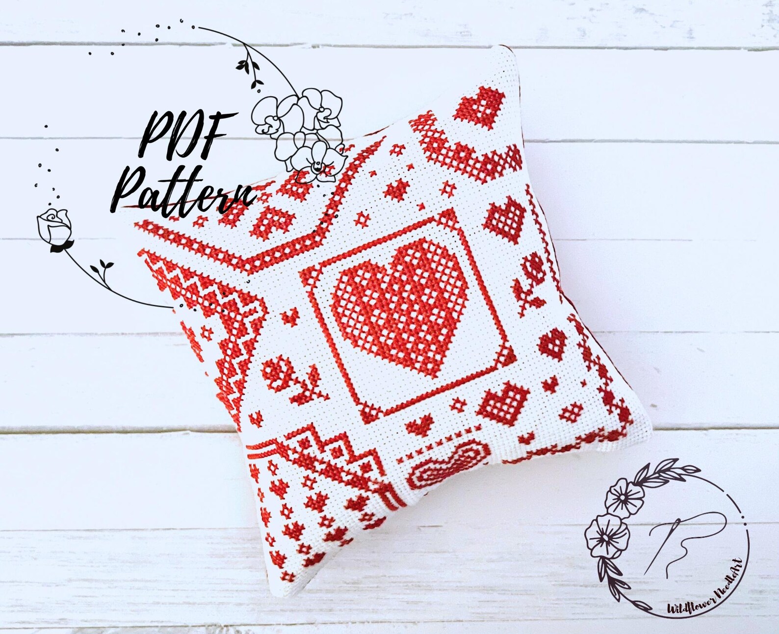 PDF Quaker Cross Stitch Pattern, Ornament, Love, Valentines, Cross ...