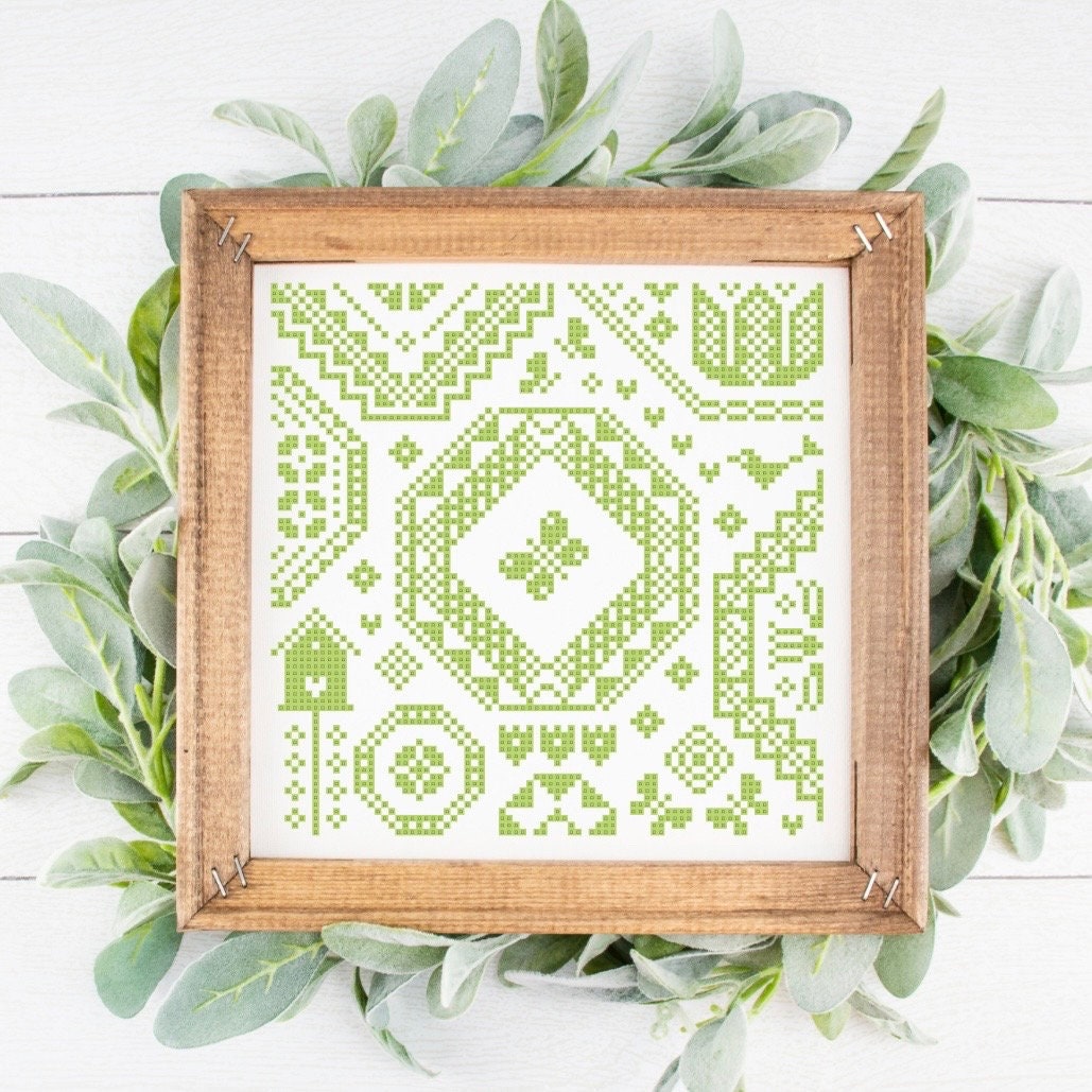 PDF Quaker, Sampler, Cross Stitch Pattern, Ornament, Spring, Cross ...