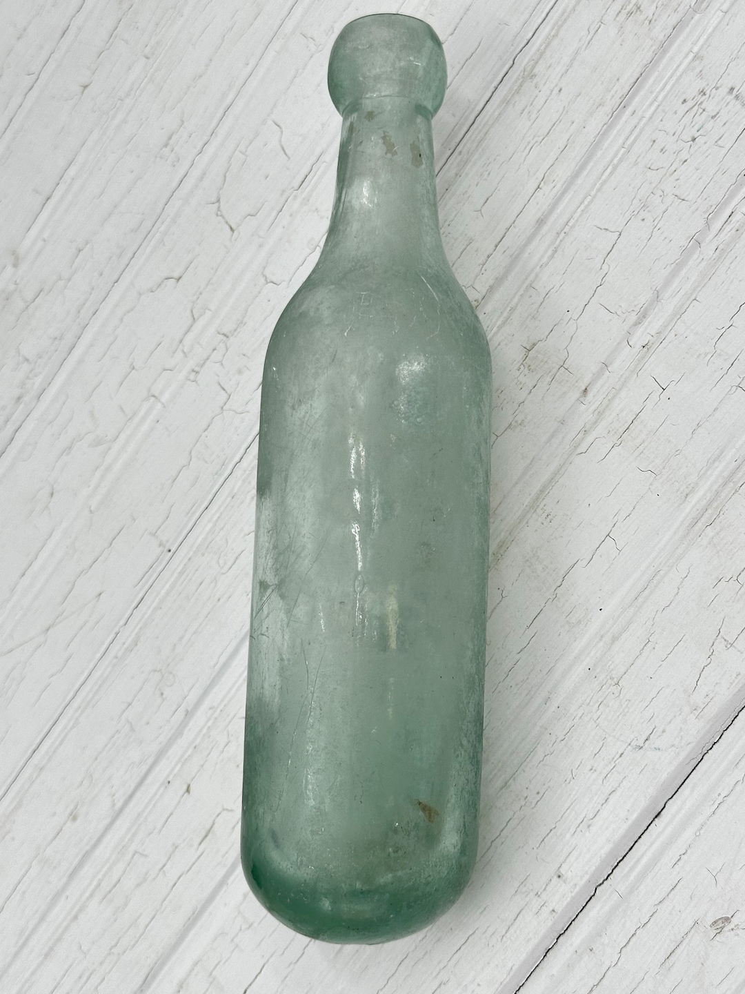 Antique Round Bottom Glass Bottle Pale Teal With Bubbles - Etsy