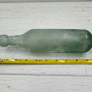 Antique Round Bottom Glass Bottle Pale Teal With Bubbles - Etsy