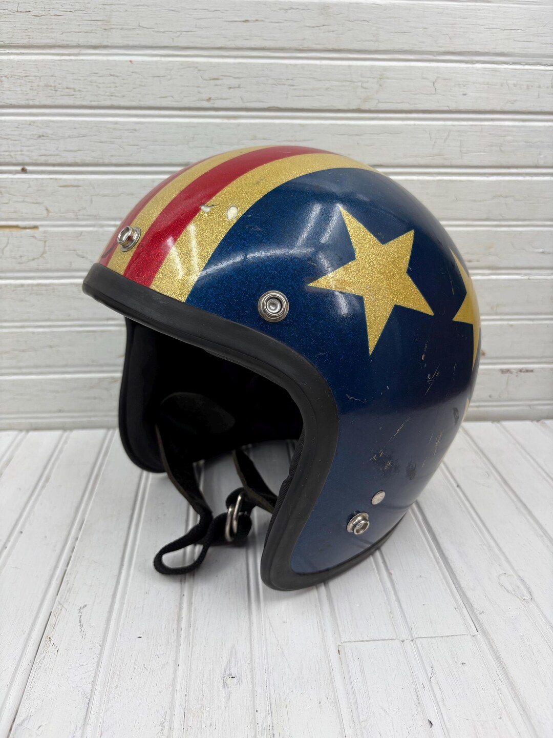 Vintage Motorcycle Helmet Stars and Stripes - Etsy
