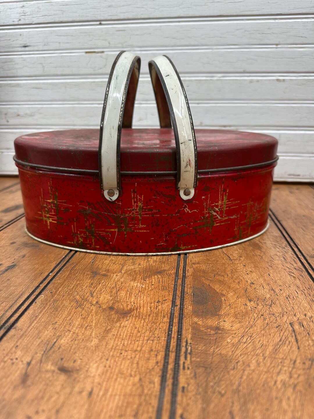 Vintage Red Tin With Handles. - Etsy