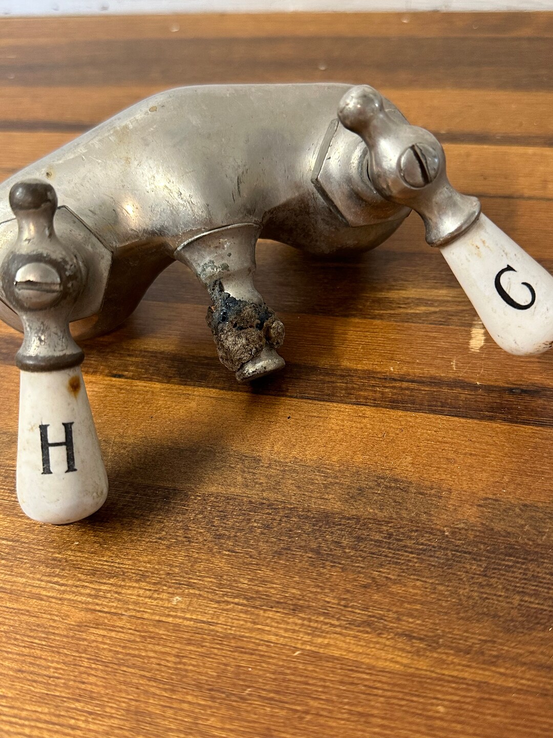 Chrome Faucet With Porcelain Handles H & C - Etsy