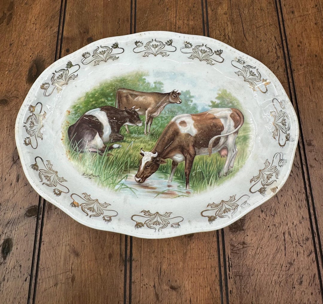 Vintage Cow Platter - Etsy