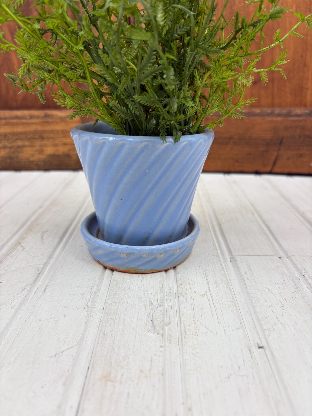 Vintage, Small Blue Pottery Planter Swirl Pattern - Etsy