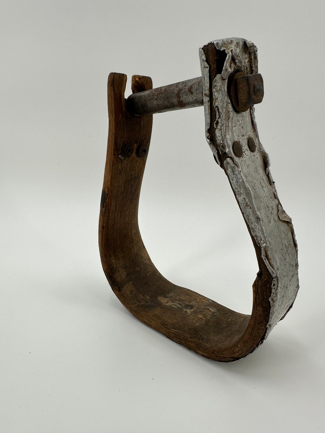 Vintage Bent Wood Stirrup With Metal Strap - Etsy