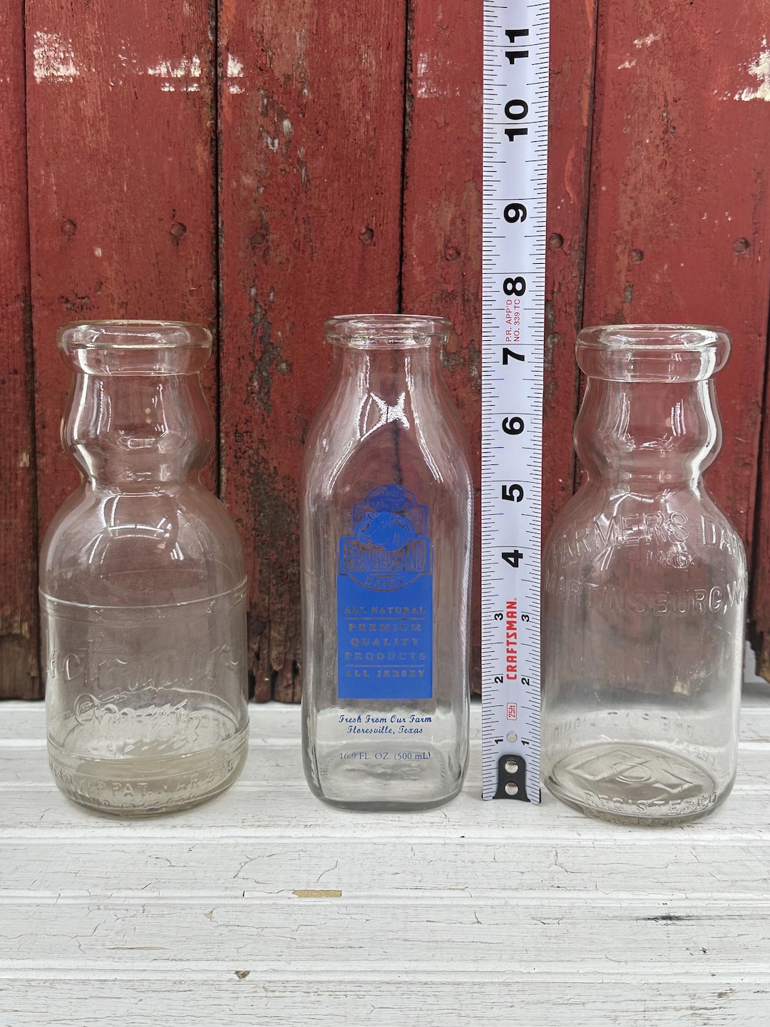 3 Vintage Glass Milk Bottles - Etsy