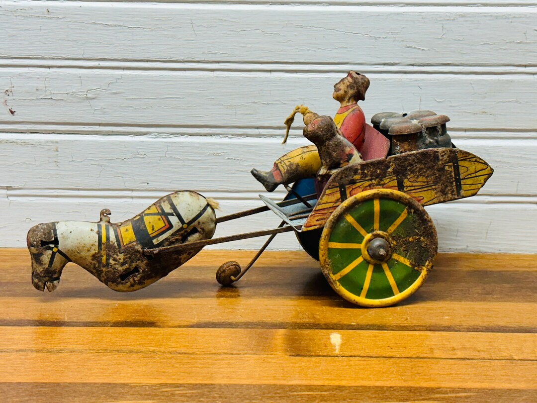 Hee Haw Tin Litho Toy Horse and Wagon Man and Dog - Etsy