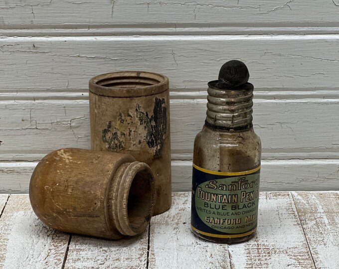 Sanfords Fountain Pen Ink Bottle With Wood Case - Etsy