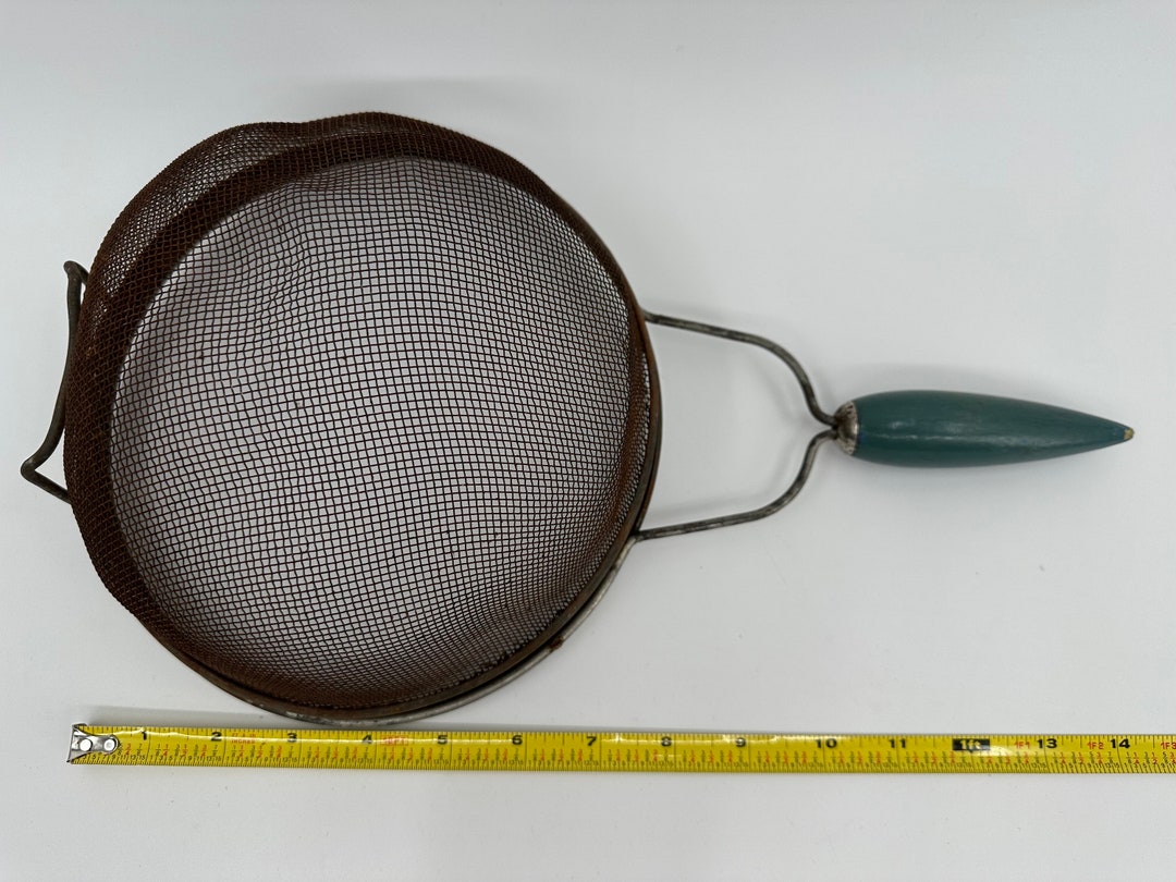 Large Vintage Sifter With Wood Handle - Etsy