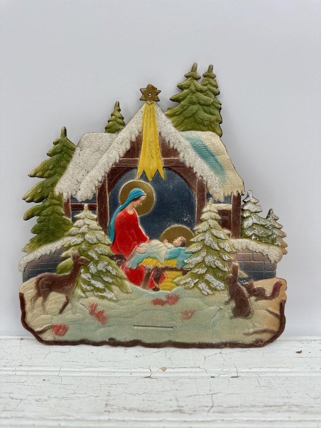 Vintage German Cardboard Nativity Scene - Etsy