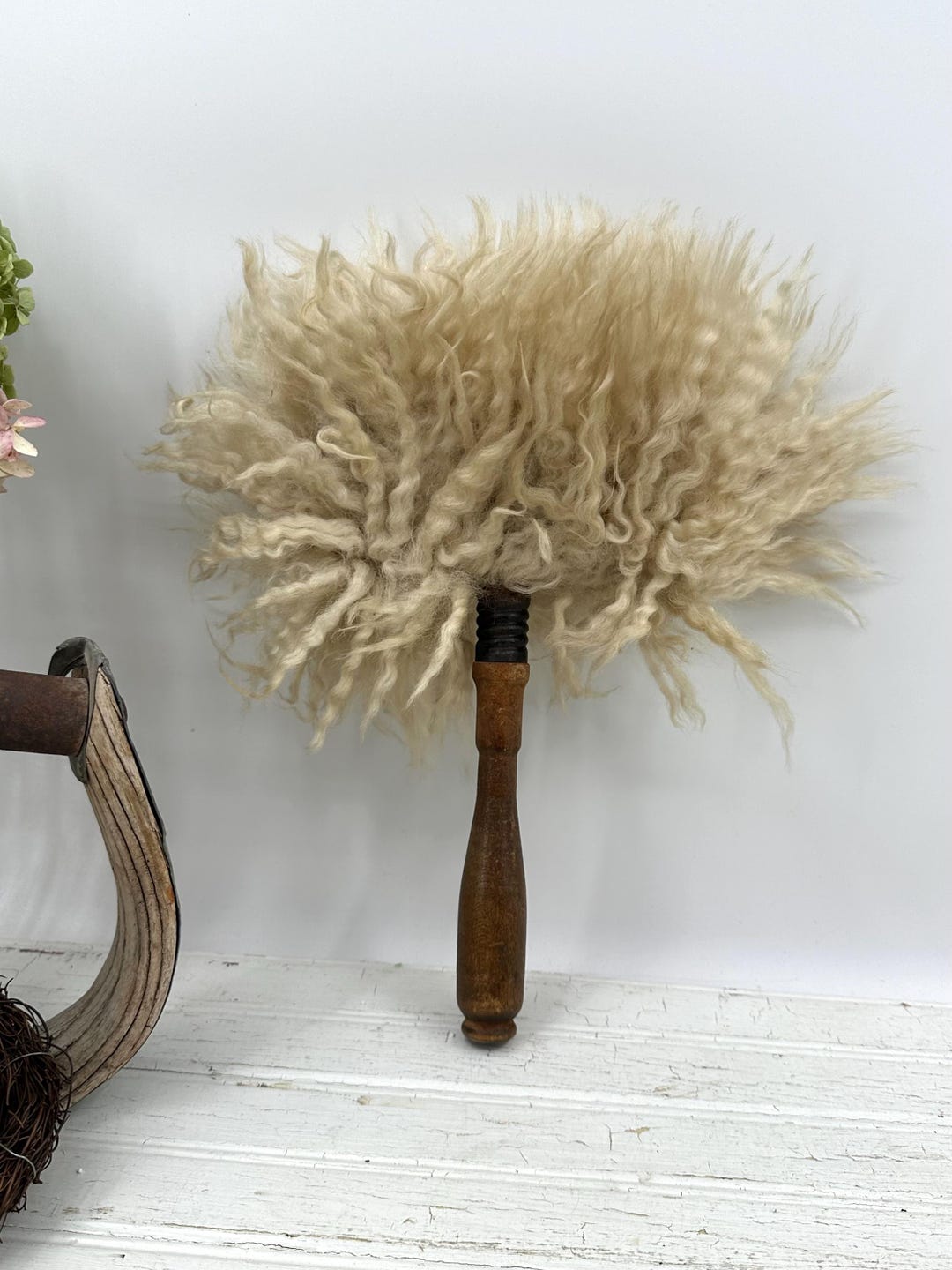 Vintage Sheep Wool Duster With Wood Handle - Etsy