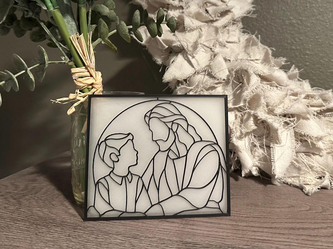 Boy With Jesus Faux Stained Glass Craft (3D Printed) - Etsy