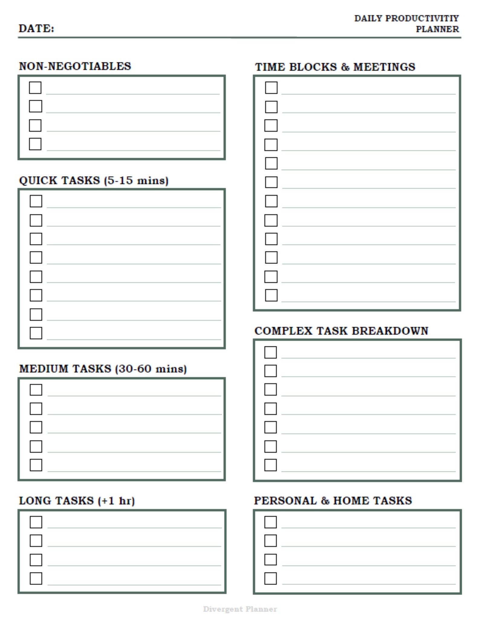 Daily Productivity Planner (digital & Printable PDF) - Etsy