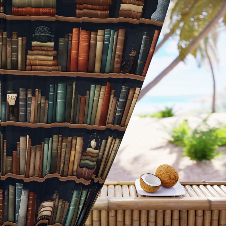 Literary Panes Bookshelf Window Curtains | Novel Design | Home Library ...