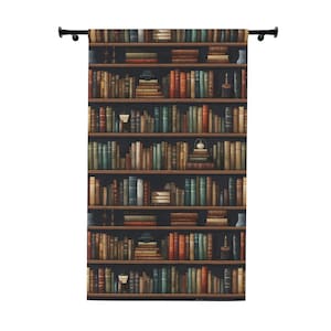 Literary Panes Bookshelf Window Curtains | Novel Design | Home Library ...