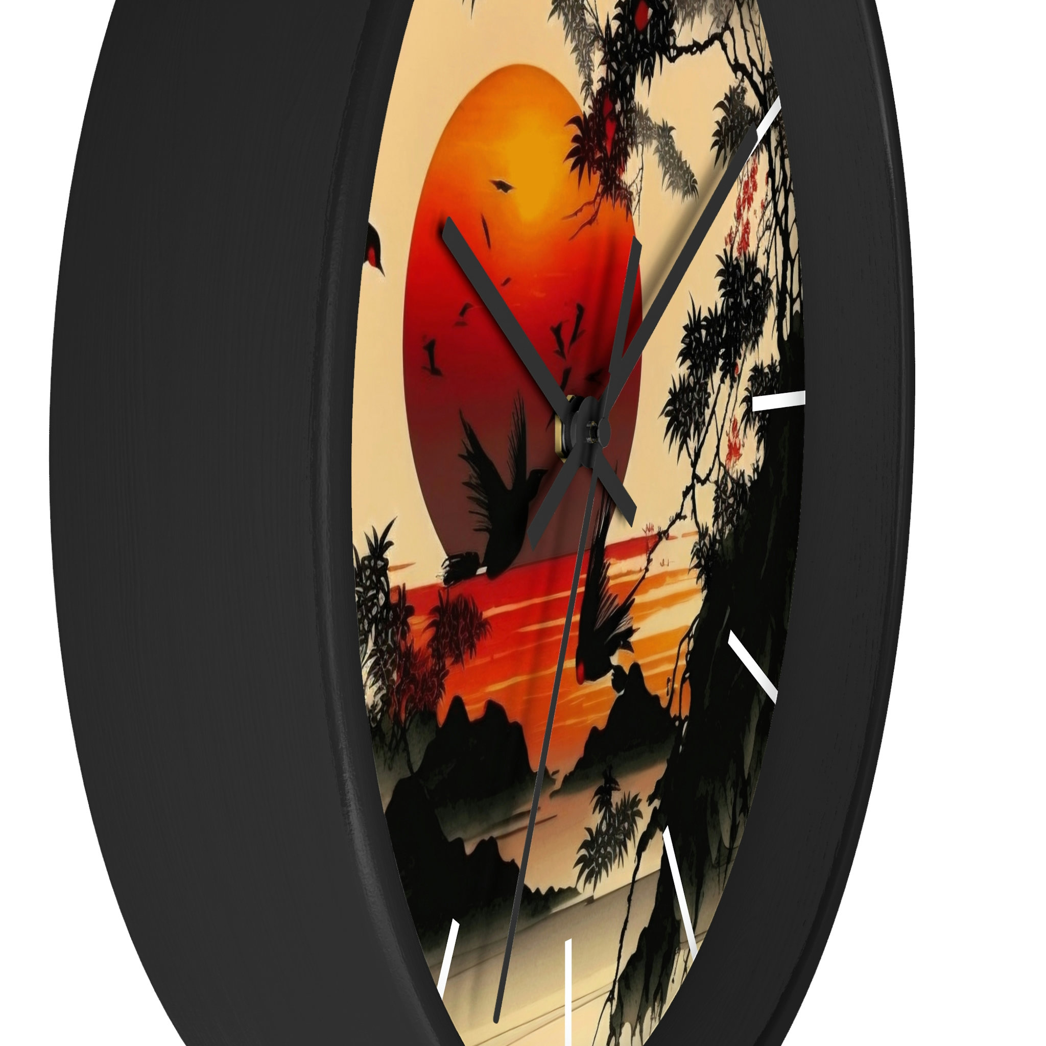 Oriental Sunset Clock | Asian-inspired Design | Unique Wall Clock for ...