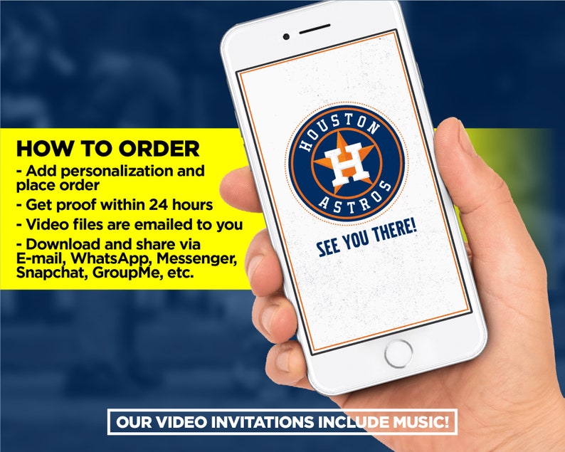 Houston Astros Birthday Party Animated Video Invite All-star Navy ...