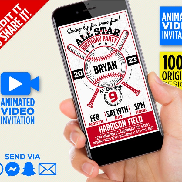 Cincinnati Reds Party Invitation - Etsy