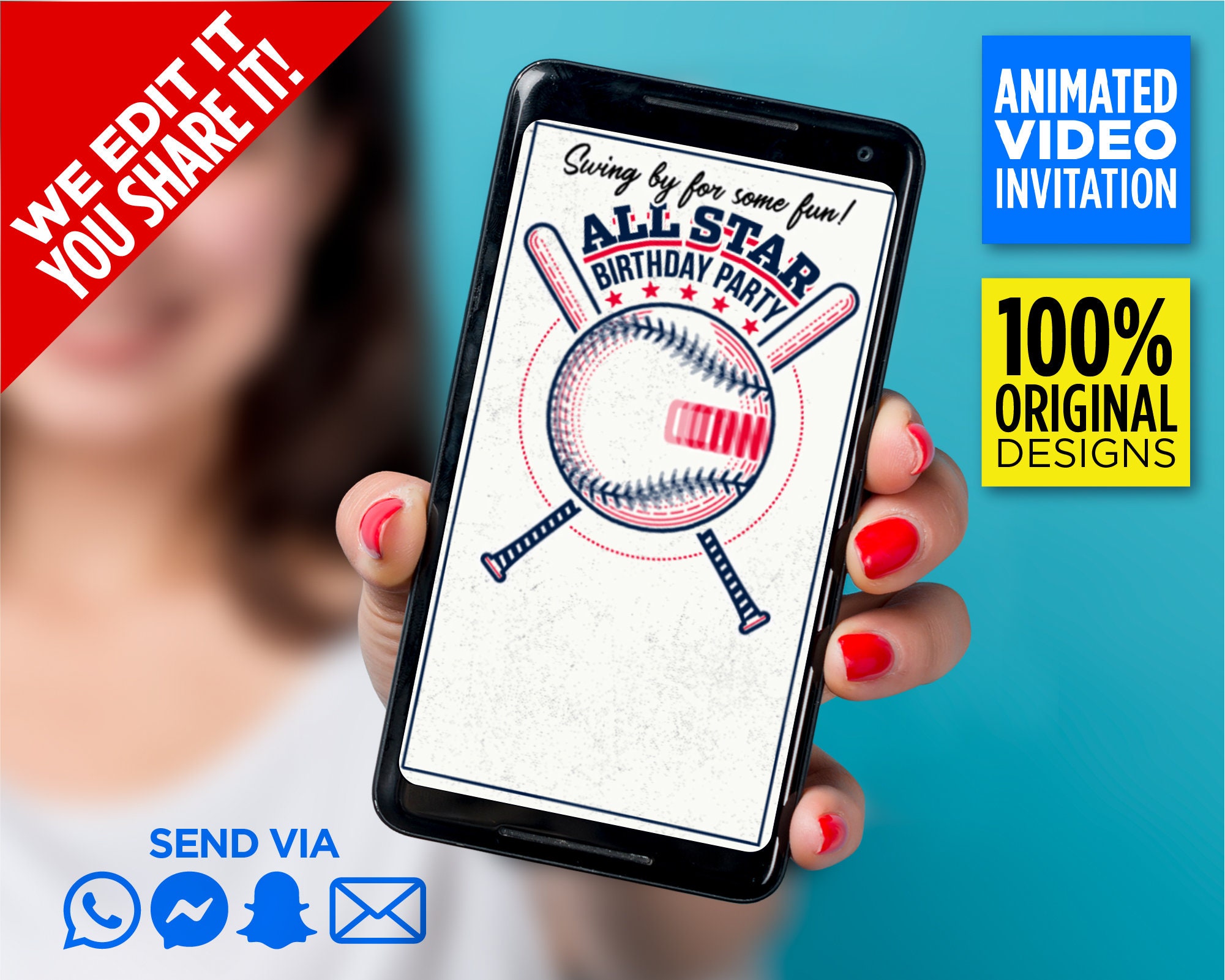 New York Yankees Birthday Party Animated Video Invite All-star Baseball ...