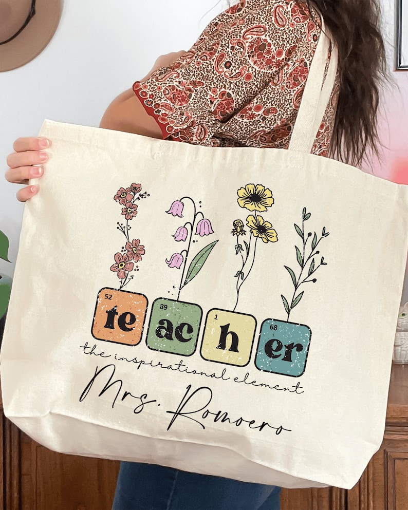 Personalized Teacher Tote Bag, Custom Teacher Tote Bag, Teacher Gift ...