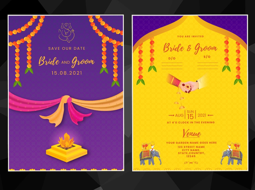 Hindu Invitation & Hindu Wedding Invitation Indian Wedding - Etsy