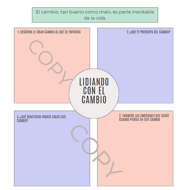 Worksheets for Spanish Mental Health- Lidiando Con El Cambio - Etsy