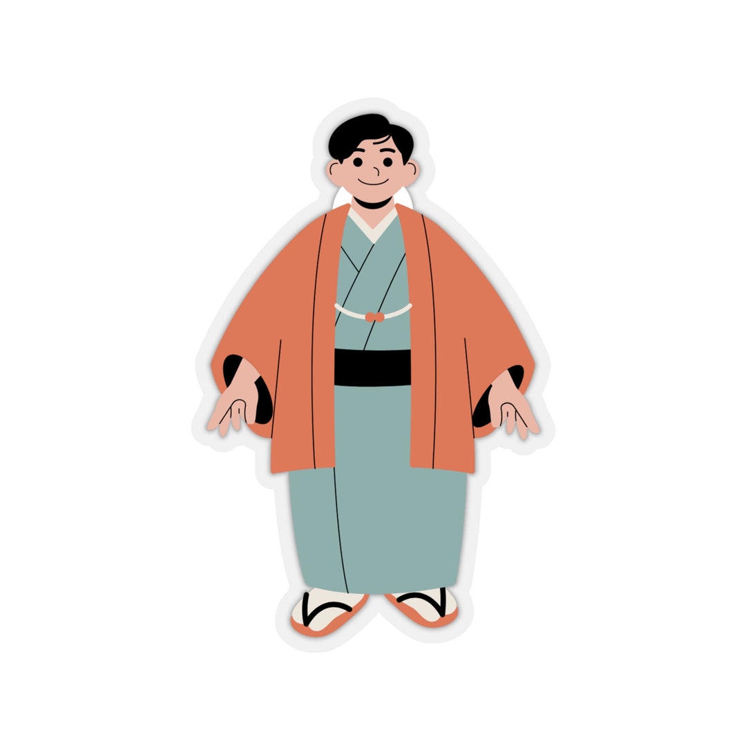 Japanese Guy in Kimono Sticker - Etsy