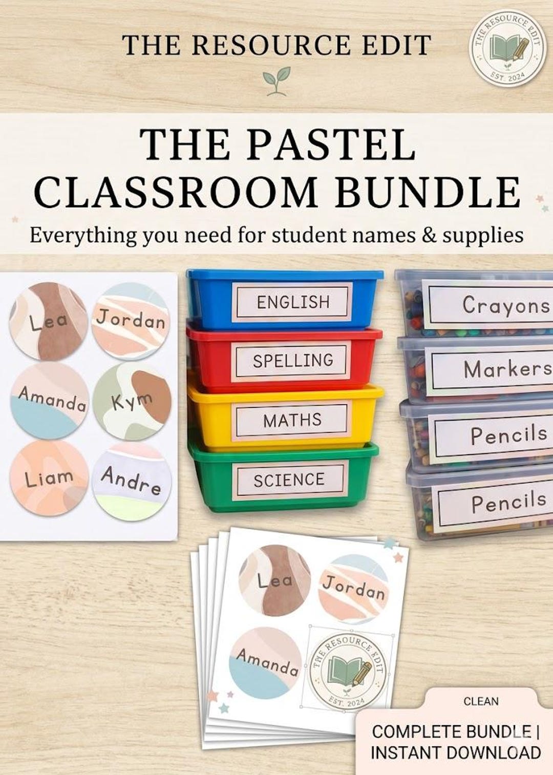 Editable Pastel Classroom Labels | Modern Boho Rainbow Decor (canva ...