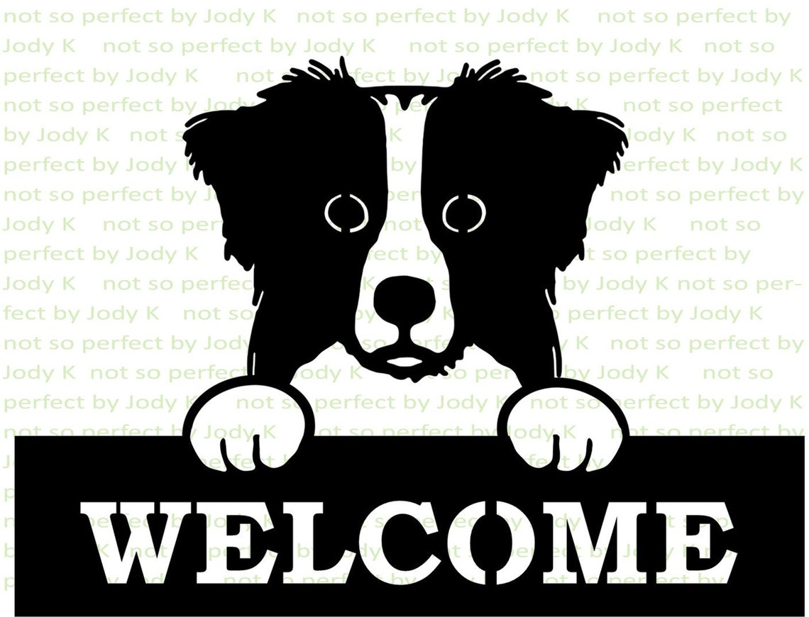 Peeking Border Collie Welcome Shut the Gate Metal Sign - Etsy
