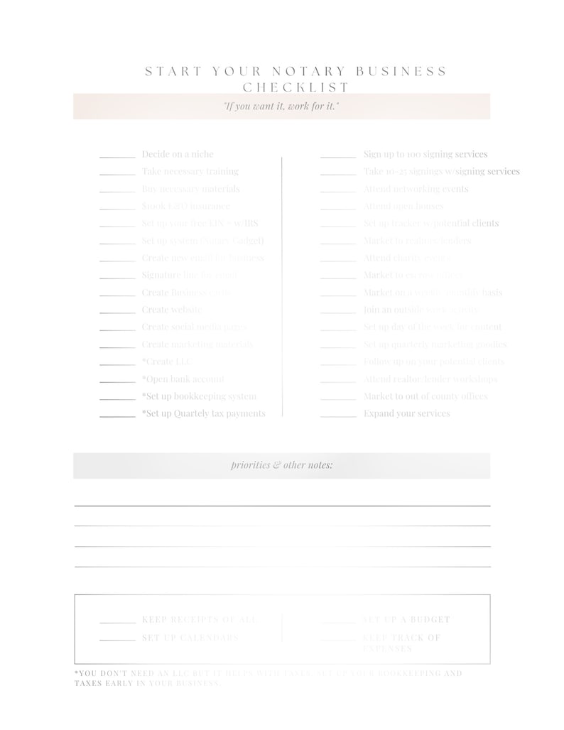 Start Your Notary Business Checklist - Etsy
