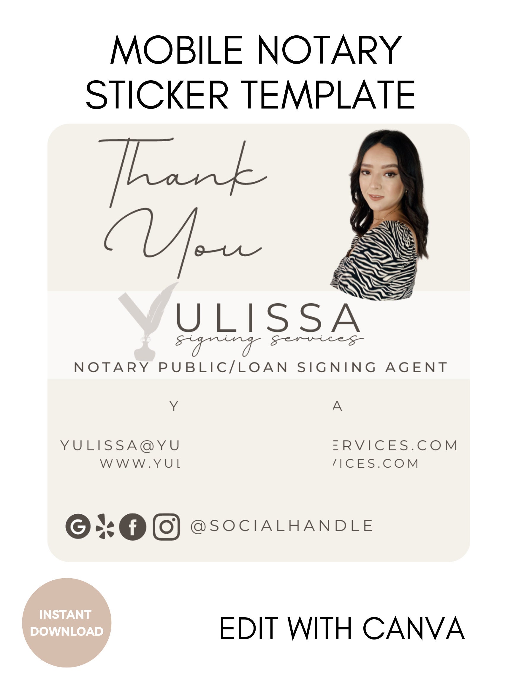 Mobile Notary Marketing Sticker Template - Etsy
