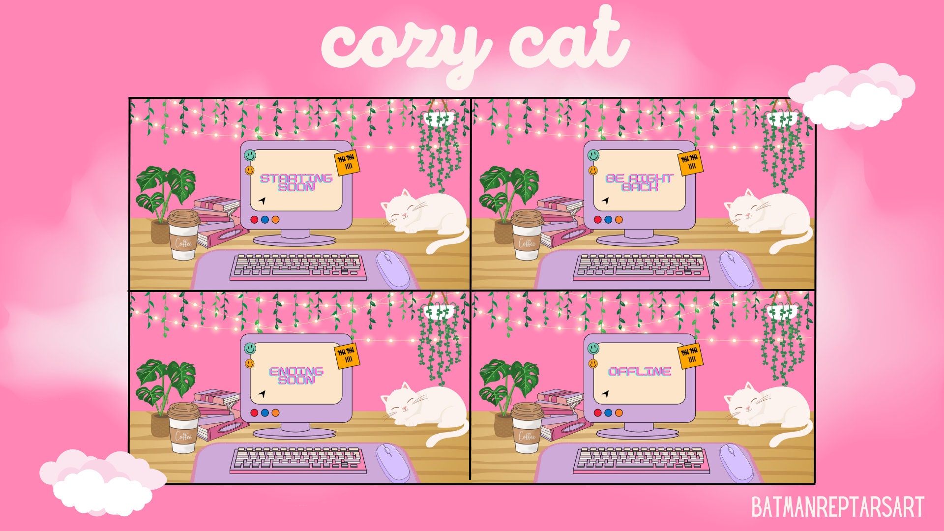 Cozy Cat Stream Package | Animated Stream Overlay | Screen | Twitch ...