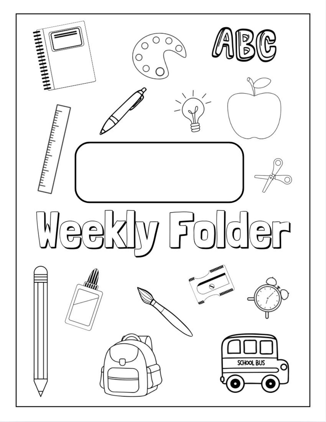 Student Folder Cover Coloring Page – Back to School Printable With Name ...