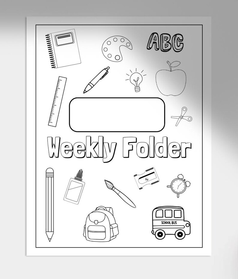 Student Folder Cover Coloring Page – Back to School Printable With Name ...
