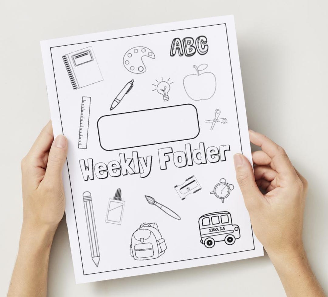 Student Folder Cover Coloring Page – Back to School Printable With Name ...