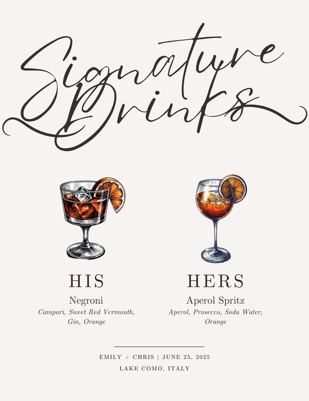 Signature Bar Drinks for Wedding, Party, Birthday, Engagement ...
