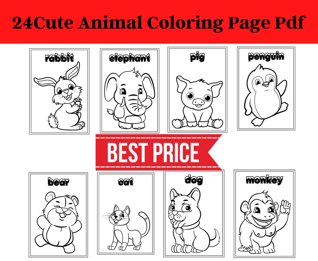 Captivating Animal Coloring Page PDF Book Relaxing and - Etsy