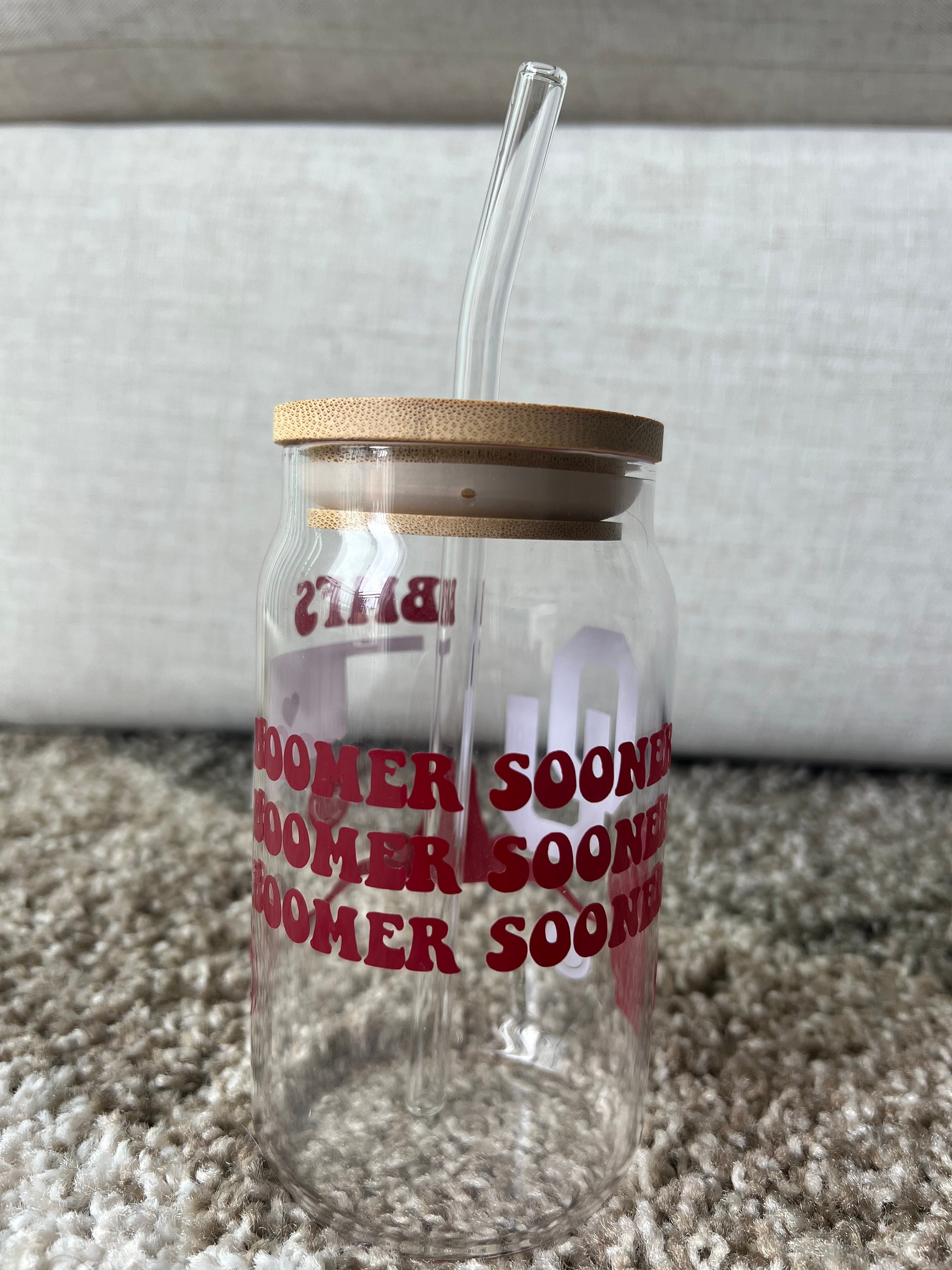 Oklahoma Sooner Custom Cup OU Sooner Glass Cup Boomer - Etsy