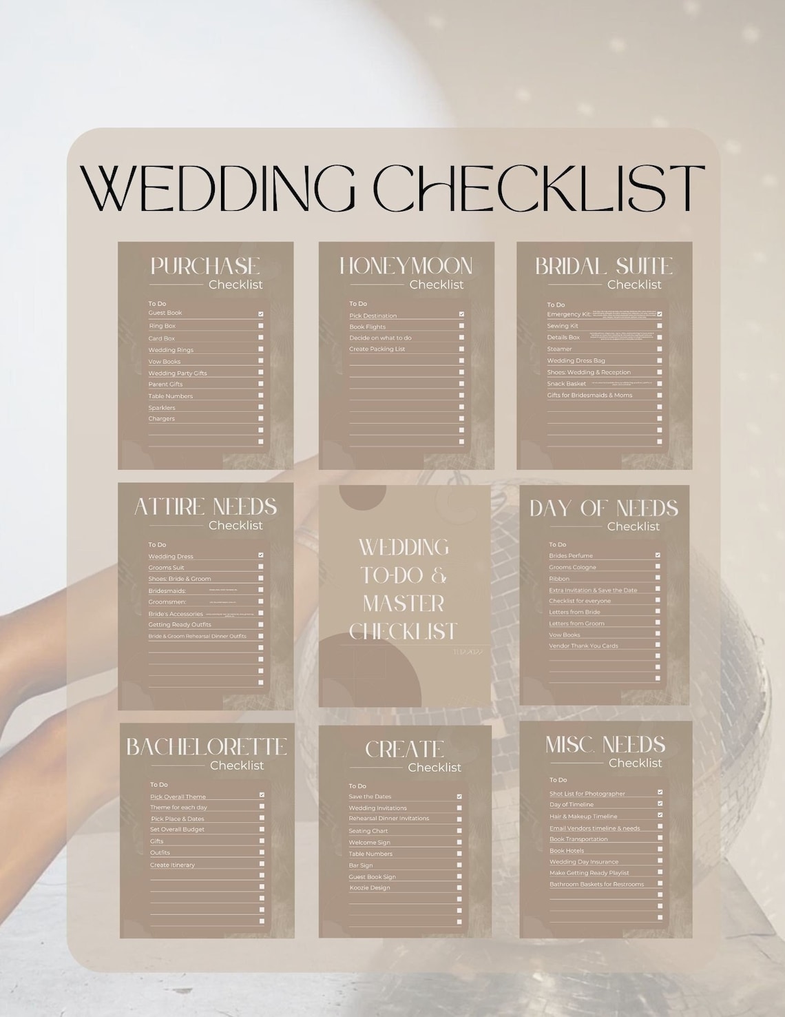 Wedding To-do Checklist Wedding Planner List Master Wedding Day Check ...