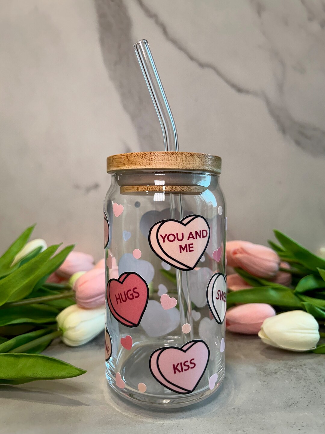 Sweethearts Candy Cup Valentines Day Hearts Candy Heart Cup Glass Libby ...