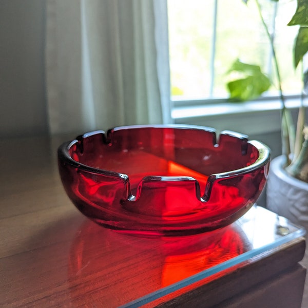Red Glass Ashtray - Etsy