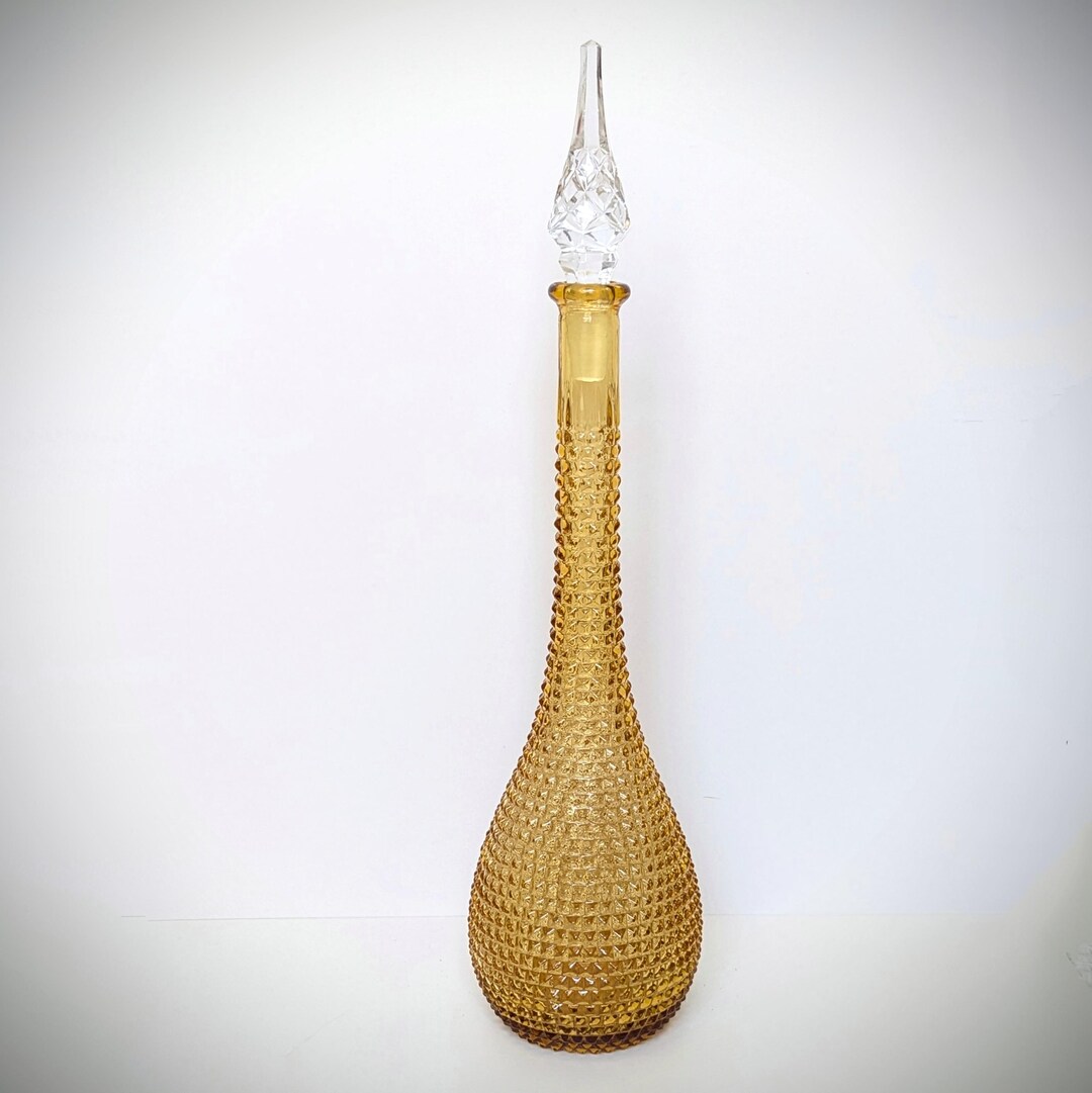 Empoli Rossini Genie Bottle Decanter & Crystal Flame Stopper Diamond ...