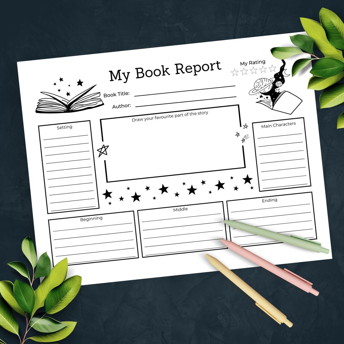 Printable Book Report, INSTANT DOWNLOAD, Printable Activity, Book ...