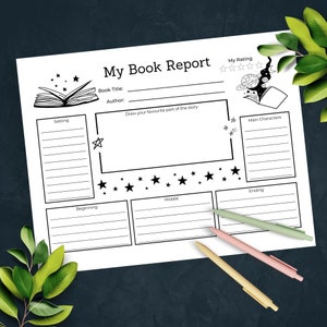 Printable Book Report, INSTANT DOWNLOAD, Printable Activity, Book ...
